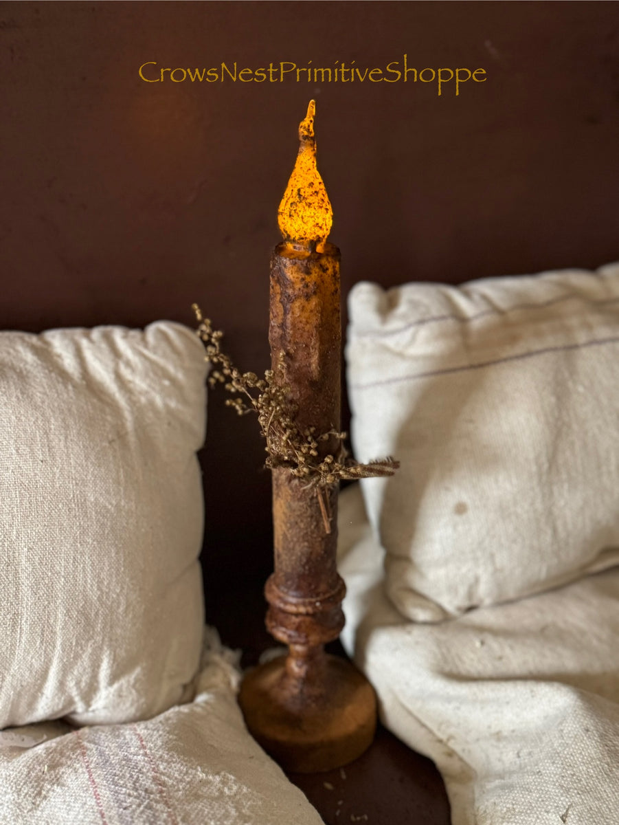 Timer Taper Candle Flicker Light 10 inch grubby – Crows Nest Primitive ...