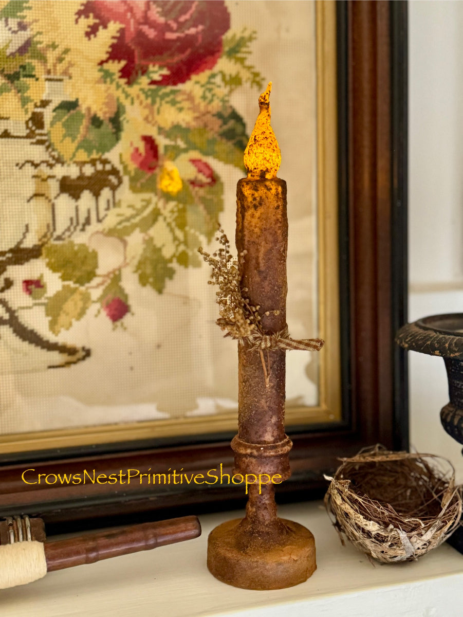 Timer Taper Candle Flicker Light 10 inch grubby – Crows Nest Primitive ...