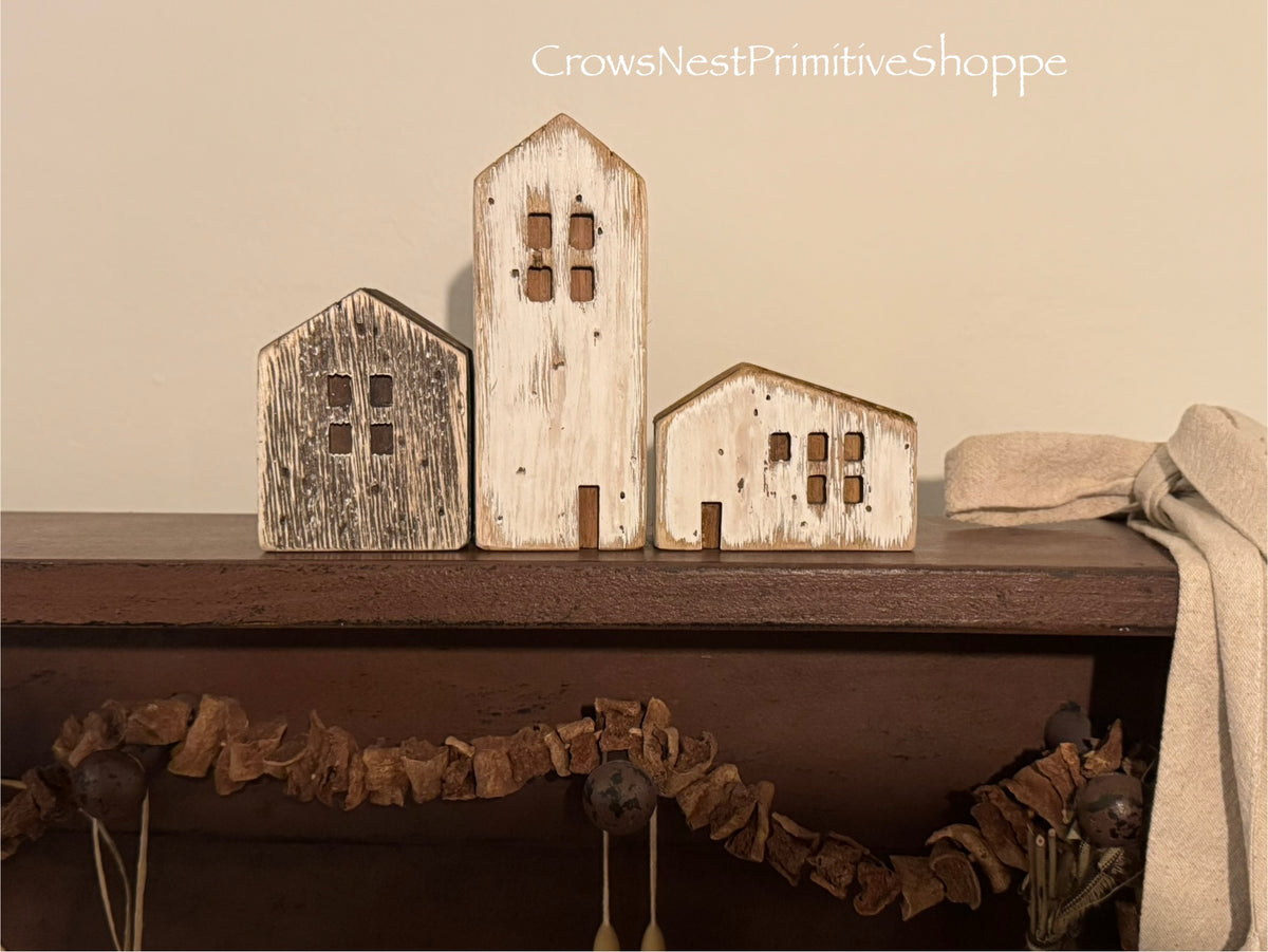 Wooden House Shelf Sitter Set – Crows Nest Primitive Shoppe